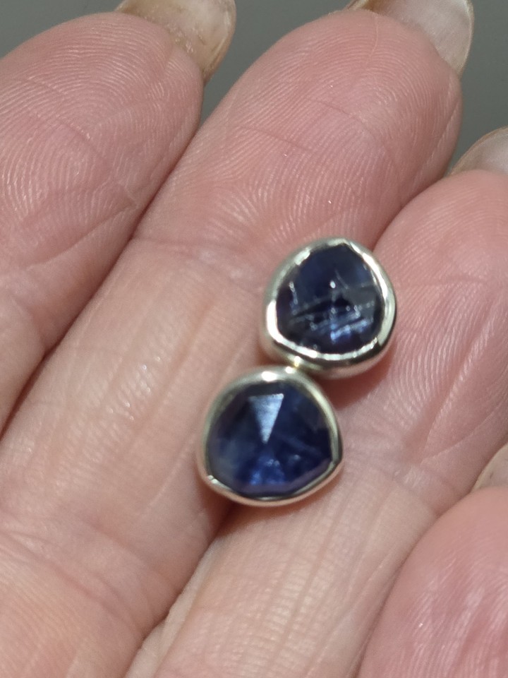 Sapphire Faceted Silver Studs Fully Assayed | eBay UK