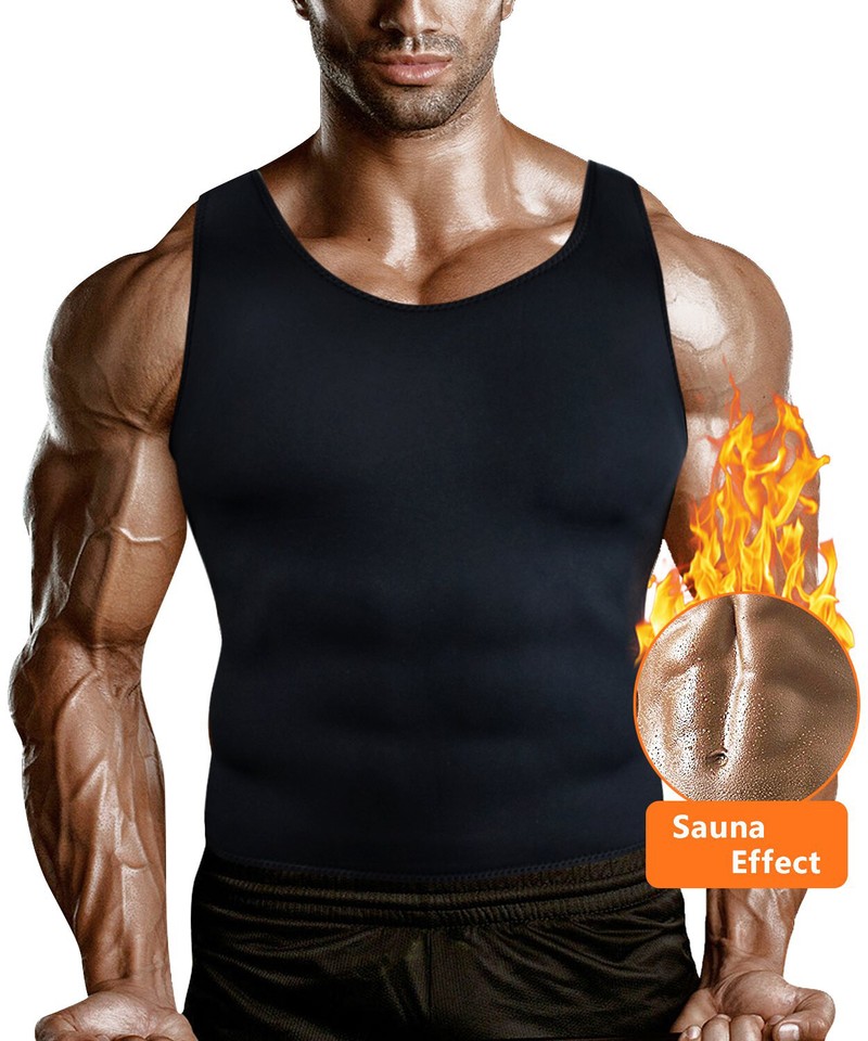 Men's Neoprene Sauna Sweat Vest Tank Top Body Shaper Waist Trainer Vest ...