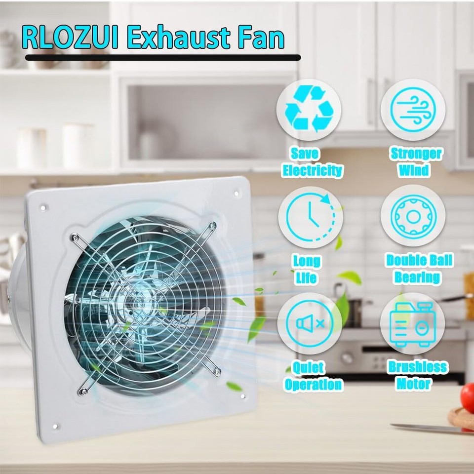 8 inch Exhaust Fan, 735CFM Wall Mounted Vent Fans, Ventilation Blower ...