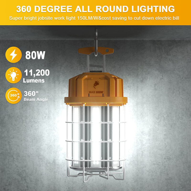 Portable LED Temporary Work Light 80W Linkable Construction Jobsite ...
