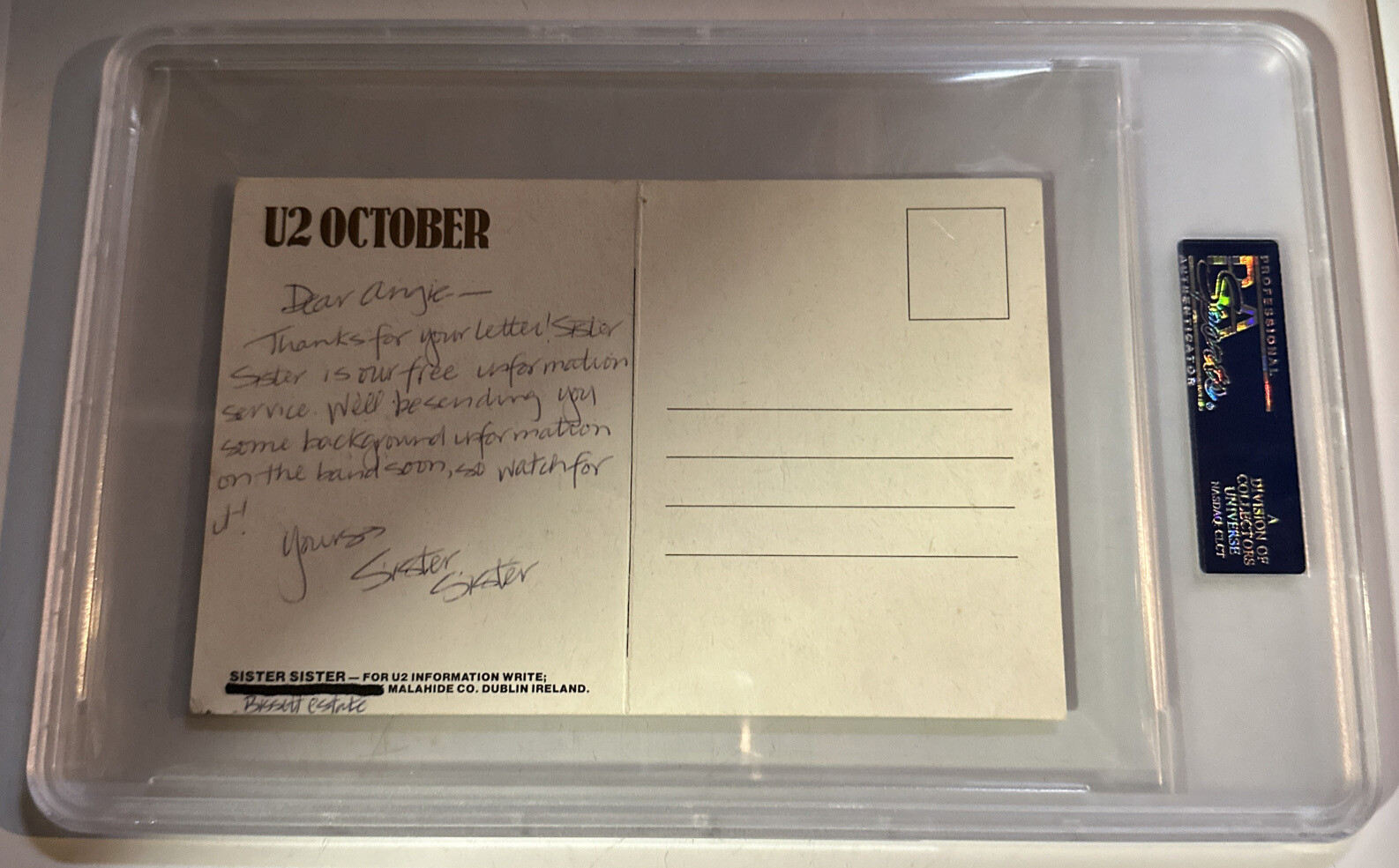 U2 BAND SIGNED POSTCARD CUT AUTO AUTOGRAPH VINTAGE 1982 PSA/DNA RARE 👍 ...