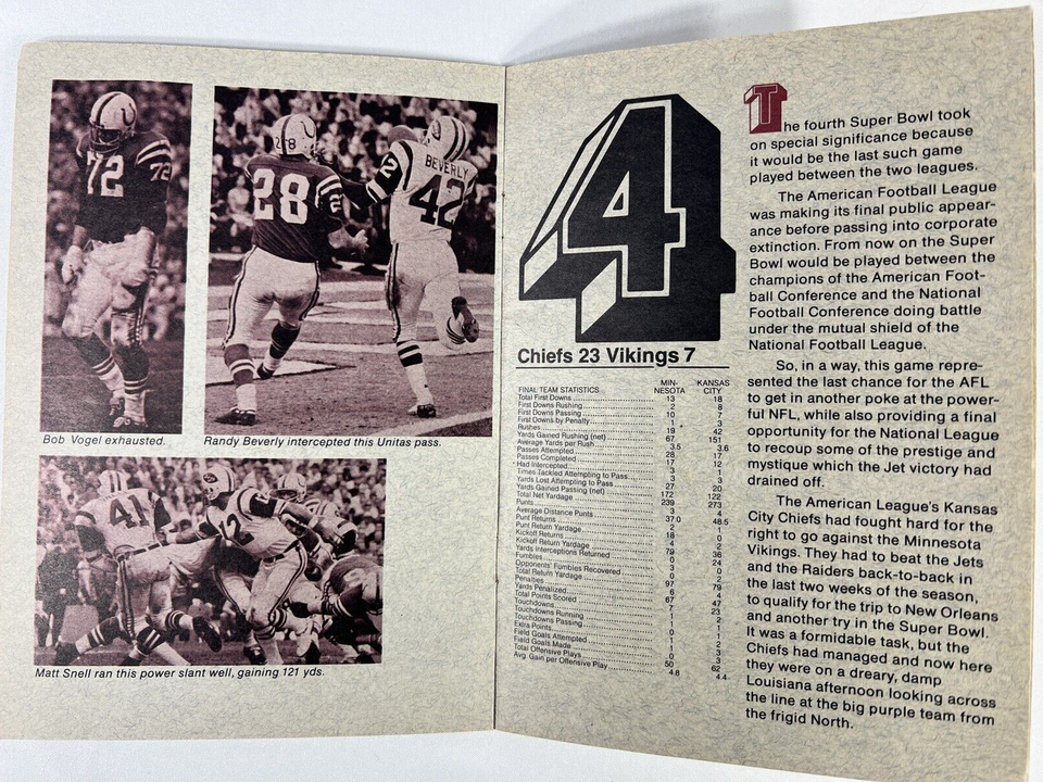 Vintage “SUPER BOWL 1967-1968-1969-1970” NFL Football Booklet Book ...