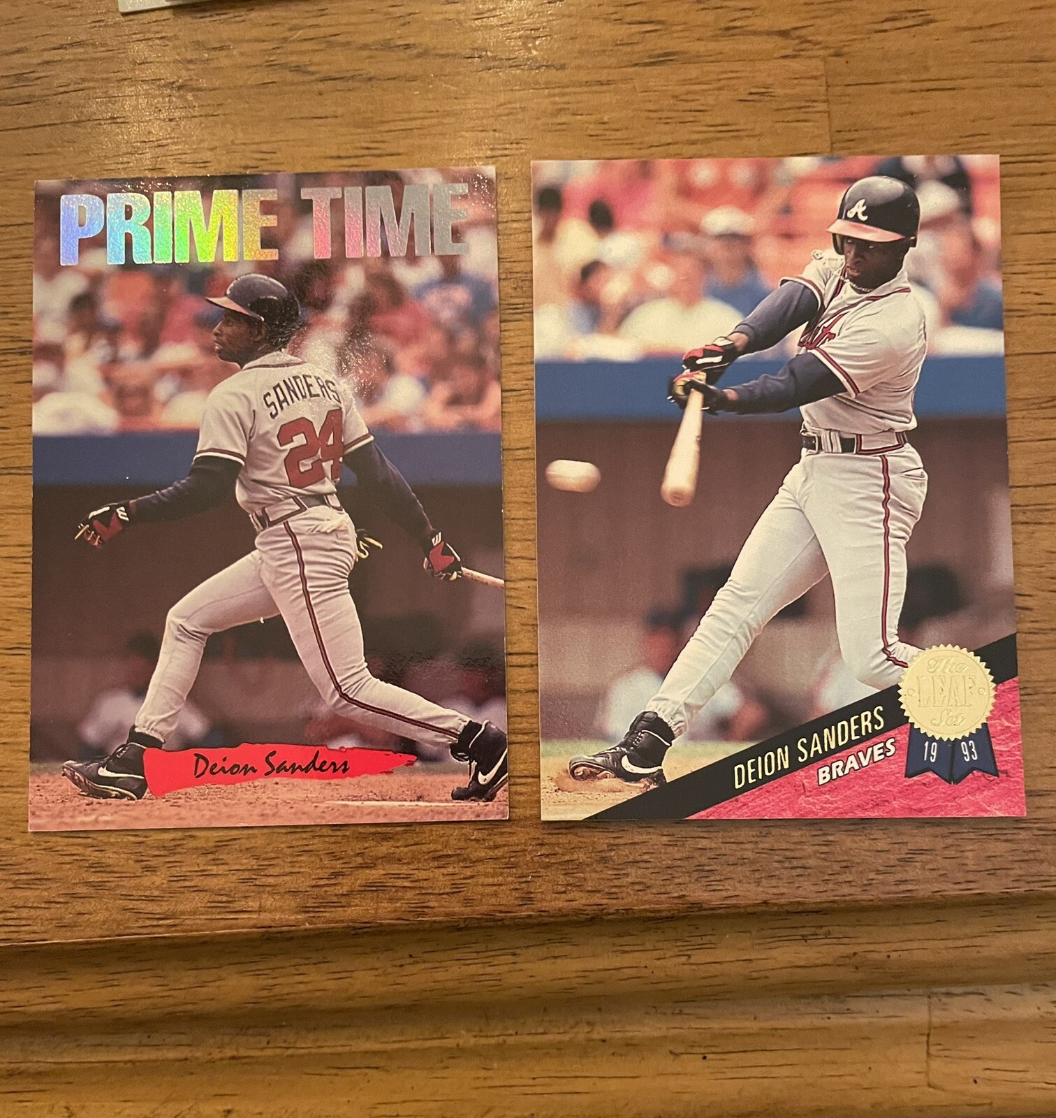 1993 Leaf Deion Sanders #222 & 93 Leaf PrimeTime Atlanta Brave Free ...