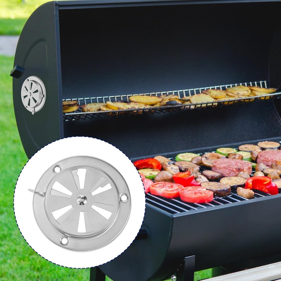 2 PCS BBQ Grill Smoker Air Vent Set, Adjustable Stainless Steel Grill ...