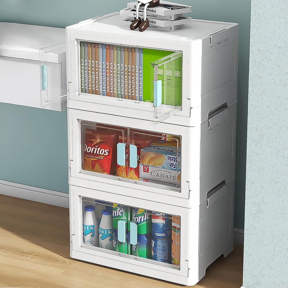 3X Foldable Storage Stackable Box Home Clothes Organizer Plastic ...