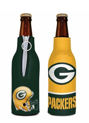 Green Bay Packers Bottle Cooler 12 oz Zip Up Koozie Jacket NFL Two ...