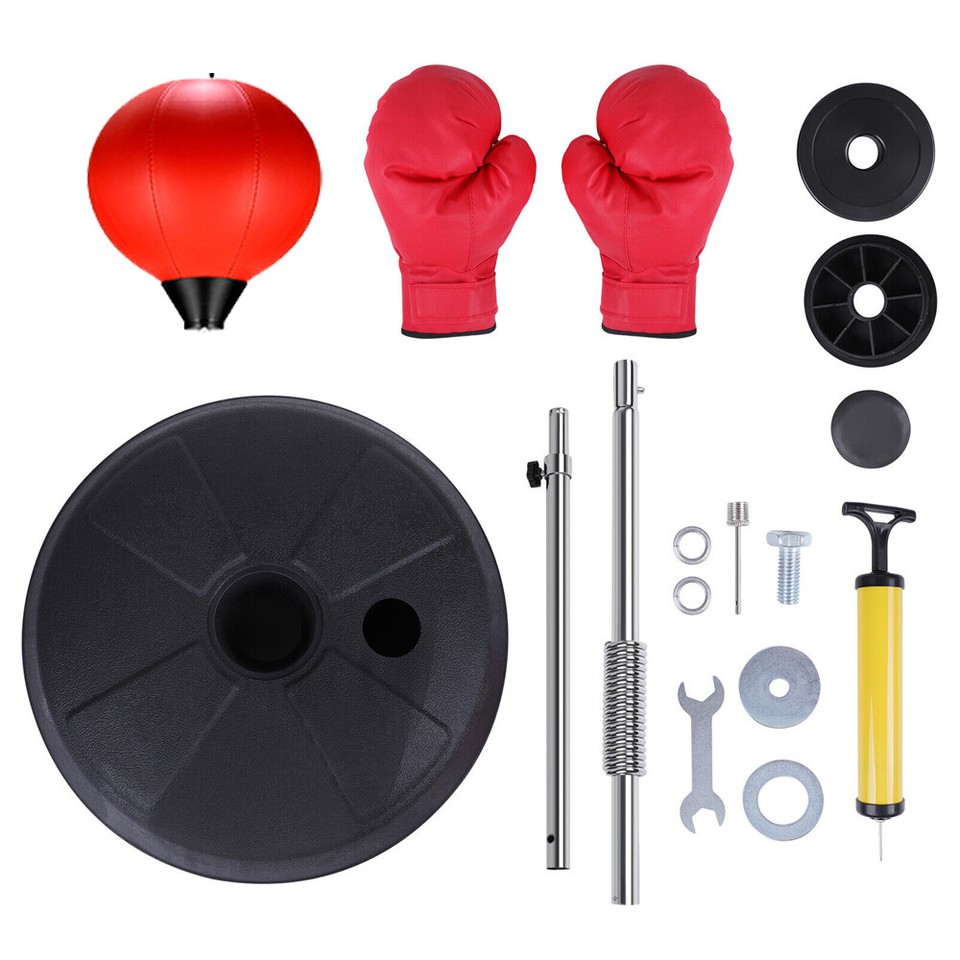 Punching Speed Bag W/Stand Boxing Reflex Ball Adjustable Height Fitness ...
