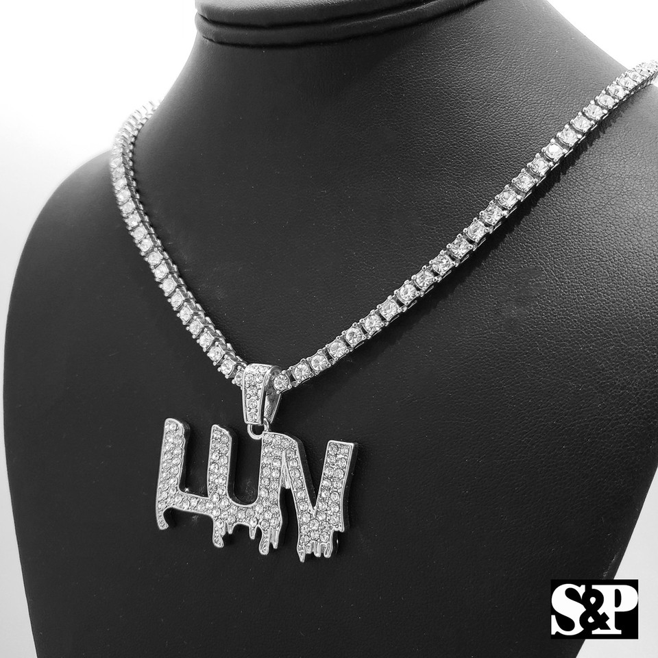 Hip Hop Lil Uzi Vert's LUV pendant & 18" 1 Row Diamond Choker Chain ...
