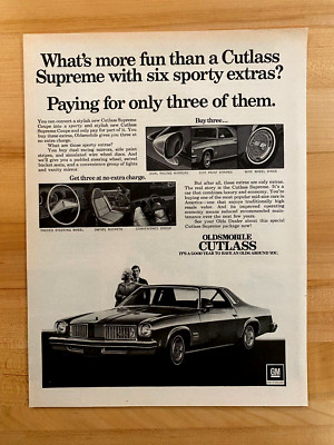1975 Vintage Print Ad Oldsmobile Cutlass Supreme | eBay