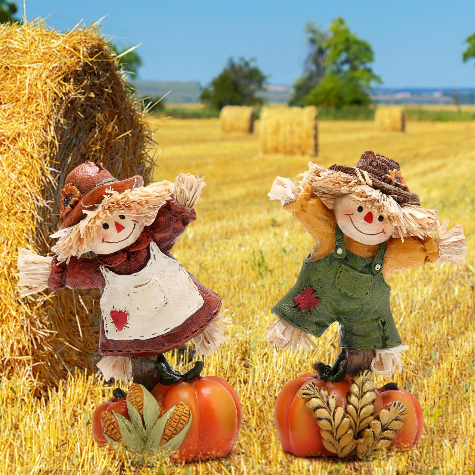 Collectible Thanksgiving Pumpkin Scarecrow Figurines Harvest Scarecrow ...