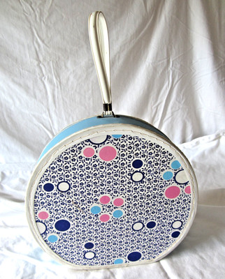 Vintage 1960's Round Blue Child Doll Carrier Case Suitcase Travel ...