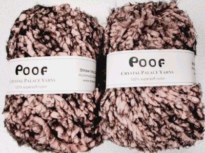 2 Crystal Palace Poof- Poofy Eyelash Yarn 50g Lot of 2 Pink & Black ...