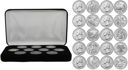 2019 W & 2020 W Complete 10 Quarter Set ~ Collector Felt Case ~ Very ...