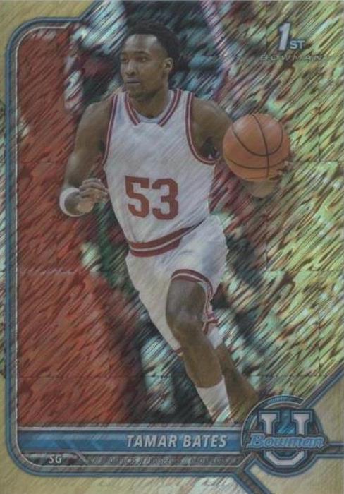2021-22 Bowman University - Tamar Bates #39 Gold Shimmer Refractor /50 ...
