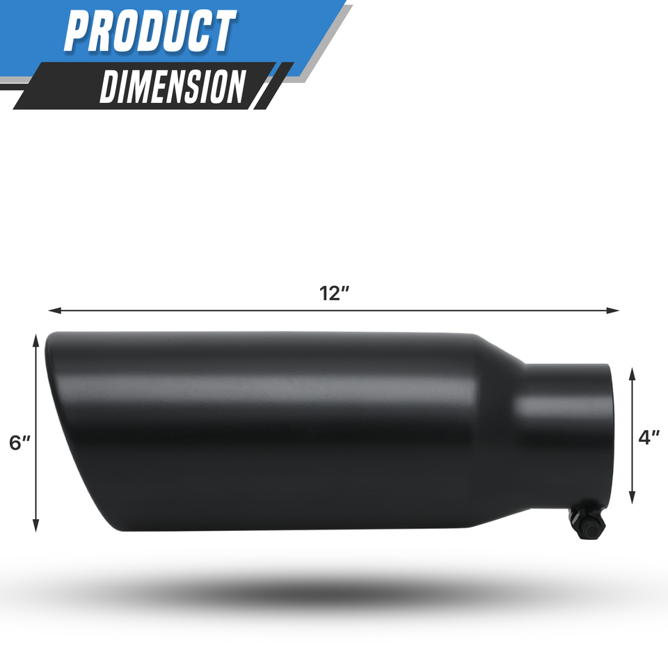12"Exhaust Pipe Tail End 4"Inlet 6"Outlet Stainless Steel Muffler Roll ...