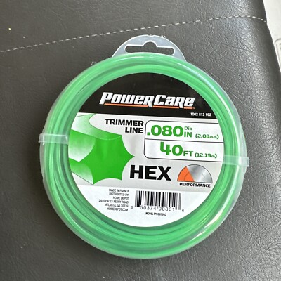 POWERCARE NEW HEX 0.080 40Ft. Universal Trimmer Line weed wacker yard ...