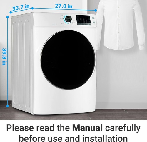 8 Cu.Ft. Electric Dryer Laundry Dry 34 in with Steam Function, LED ...