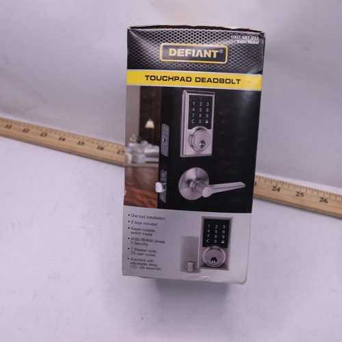 Defiant Electronic Single Cylinder Touchpad Deadbolt Square Satin ...