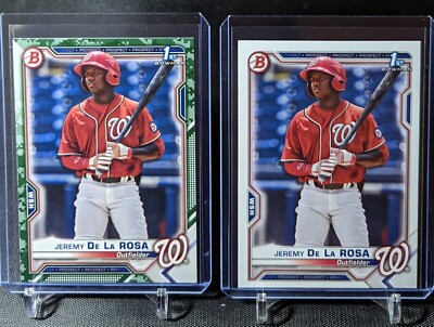 Jeremy De La Rosa SP 1st Rookie PRC 2021 Bowman Prospects CAMO Parallel ...