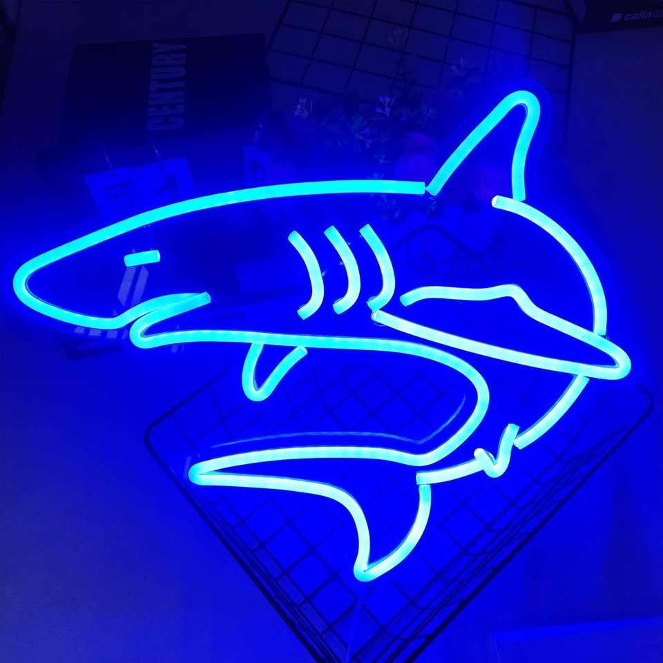 Dimmable Shark Neon Signs for Wall Decor Large Reusable Shark Neon ...