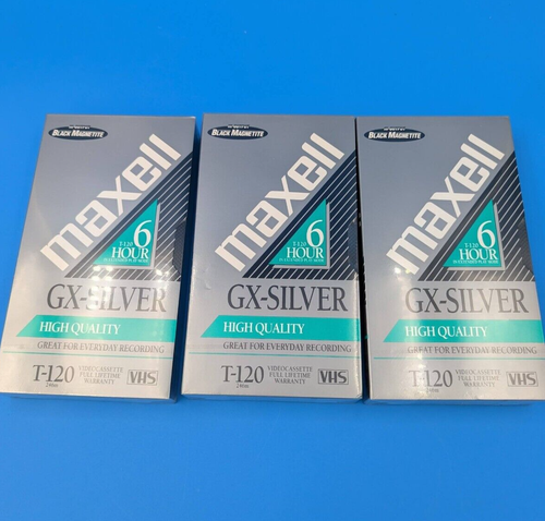 Maxell VHS Tapes 3 Sealed T-120 6 Hour GX - Silver High Quality | eBay