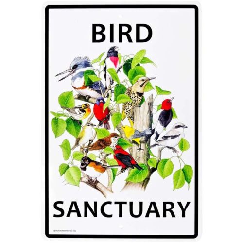 Bird Sanctuary Sign White 10" x 15" Aluminum Crosswalk Caution Warning ...