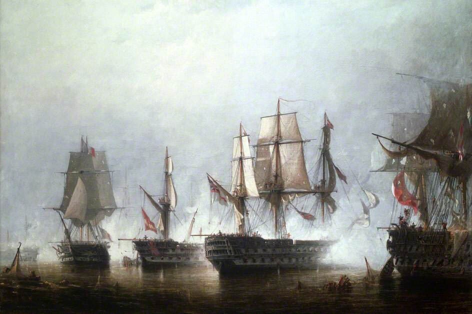 Oil painting Richard_Henry_Nibbs-The_Battle_of_Trafalgar_21_October ...