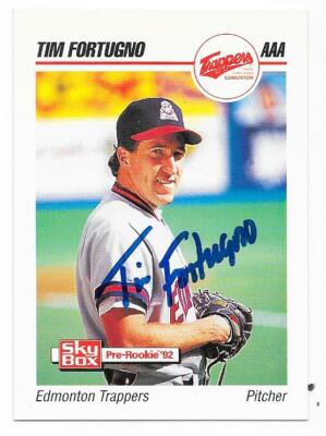 TIM FORTUGNO 1992 SKYBOX AUTOGRAPHED SIGNED # 78 EDMONTON TRAPPERS ...
