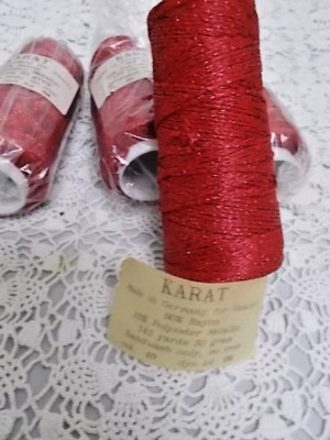 LOT OF 2 CONES OF SKACEL "KARAT" YARN, SPARKLE RED - GERMANY | eBay