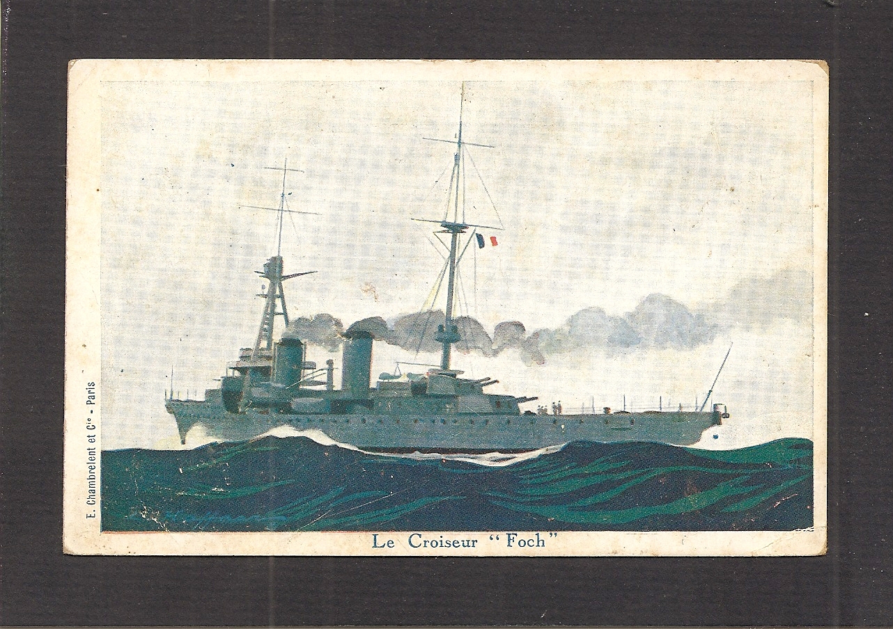 POSTCARD: FRENCH NAVY HEAVY CRUISER FOCH - SCUTTLED DURING WORLD WAR 2 ...