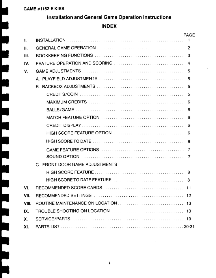 Bally Kiss Pinball Machine Instruction Manual & Schematic: 57 Pages ...