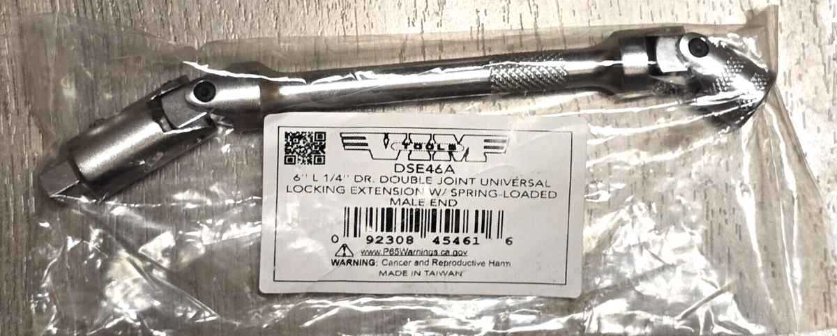 Vim Tool 6" L 1/4" DR. Double Joint Universal Locking Extension W Vim Tools Double Swivel