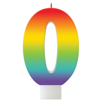 Rainbow Birthday Party Supplies Number 0 Candle Cake Decoration ...
