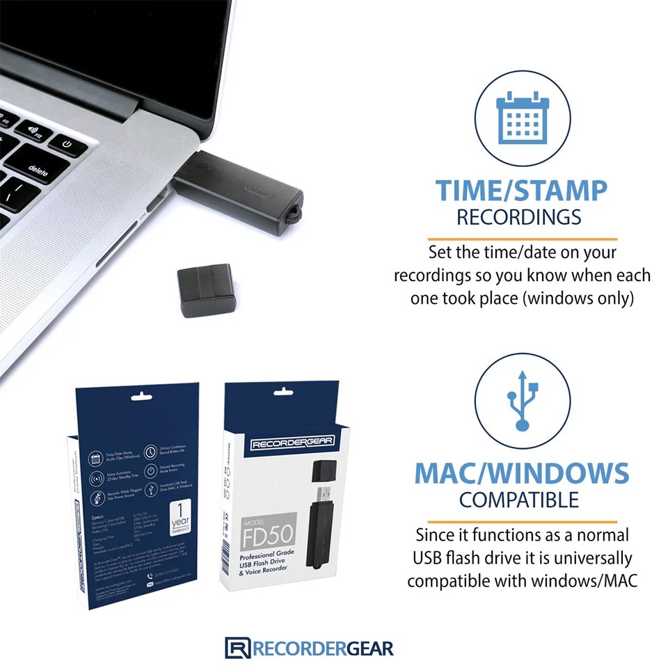 FD50 Mini Hidden Small Audio Recording Device, Voice Activation, 25-day ...