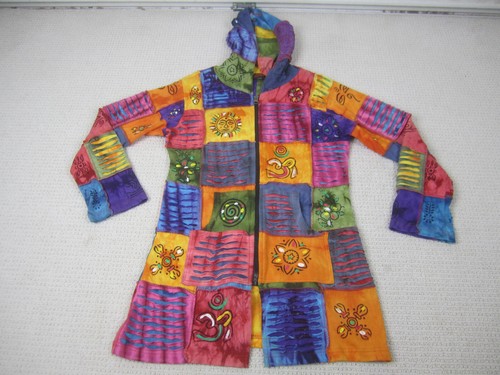 Rising International Jacket Womens Large Multicolor Boho Patchwork Zip ...
