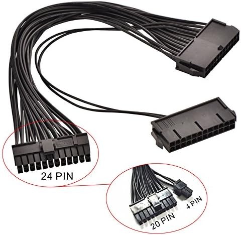 ATX Power Supply Adapter Cable 24 Pin Dual PSU Connector | eBay