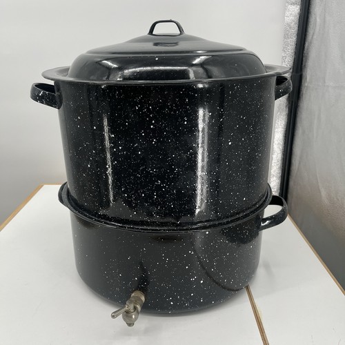 Vintage Enamel Double Steam Pot Lobster Crawfish Corn Clam Broth Spigot ...