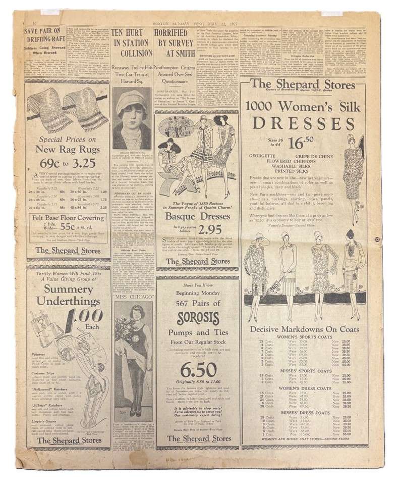 Charles Lindbergh Transatlantic Flight Boston Sunday Post May 22 1927 ...