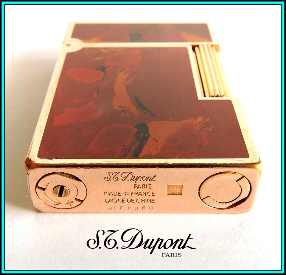 S.T. DUPONT Lighter - Ligne 2 Gold & Chinese Lacquer: NARVAL Pattern ...