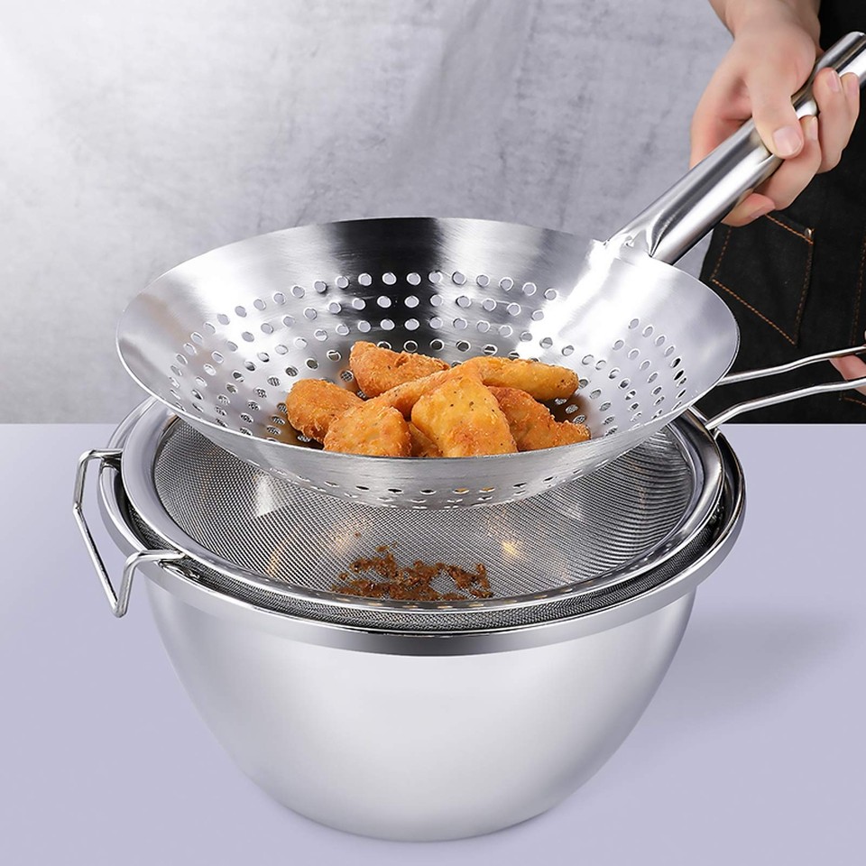 Meat Slotted metal mandarin strainer Skimmer Stainless Steel Colander ...