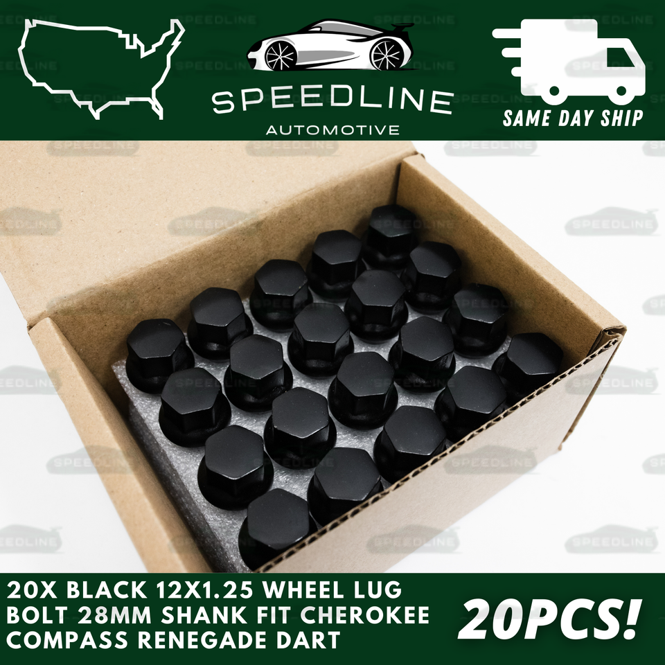 20x Black 12x1.25 Wheel Lug Bolt 28mm Shank Fit Cherokee Compass ...