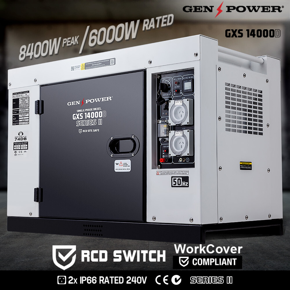 GENPOWER 8.4kW Peak 6kW Rated Single Phase Commercial Diesel Generator ...