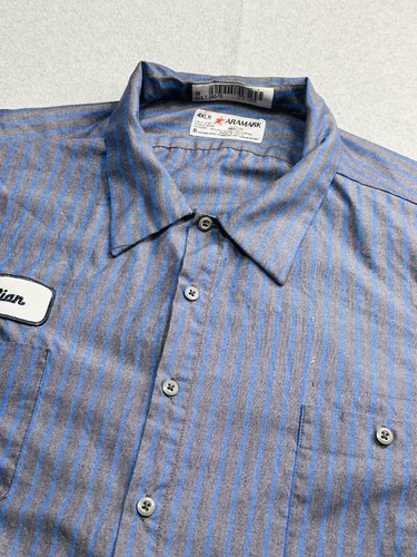 VINTAGE Aramark Shirt Adult 4XL XXXXL Blue Gray Work Uniform Employee ...