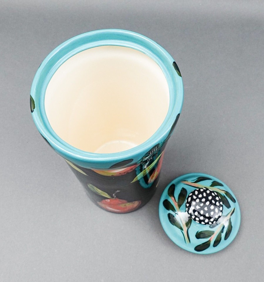 Droll Designs Hand Painted Pear Fruit Art Pottery Large Lidded Jar ...