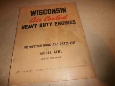 Wisconsin Model AENL Engine Instruction Book Parts List Issue MM-283-B ...