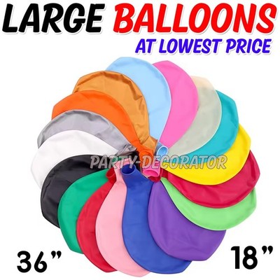 18"/ 36" Inch Giant Plain Balloons Extra Large Balloon Jumbo Plain ...