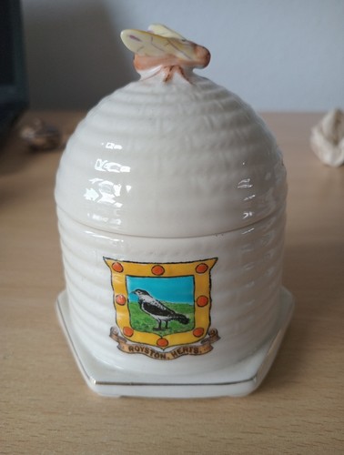 Vintage W H Goss Crested China Honey Pot Royston Hertfordshire Crest ...
