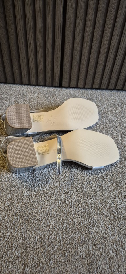 Silver Block Heel Sandle Size 7 New with Box Never Worn | eBay UK