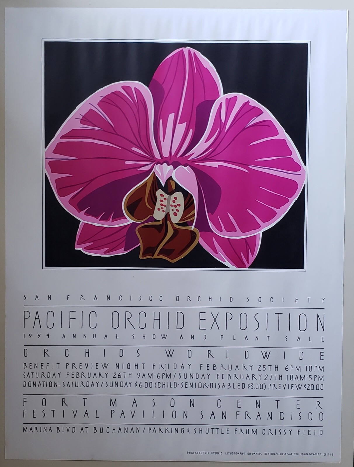 Pacific Orchid Exposition. 1994 San Francisco poster. Artist John ...