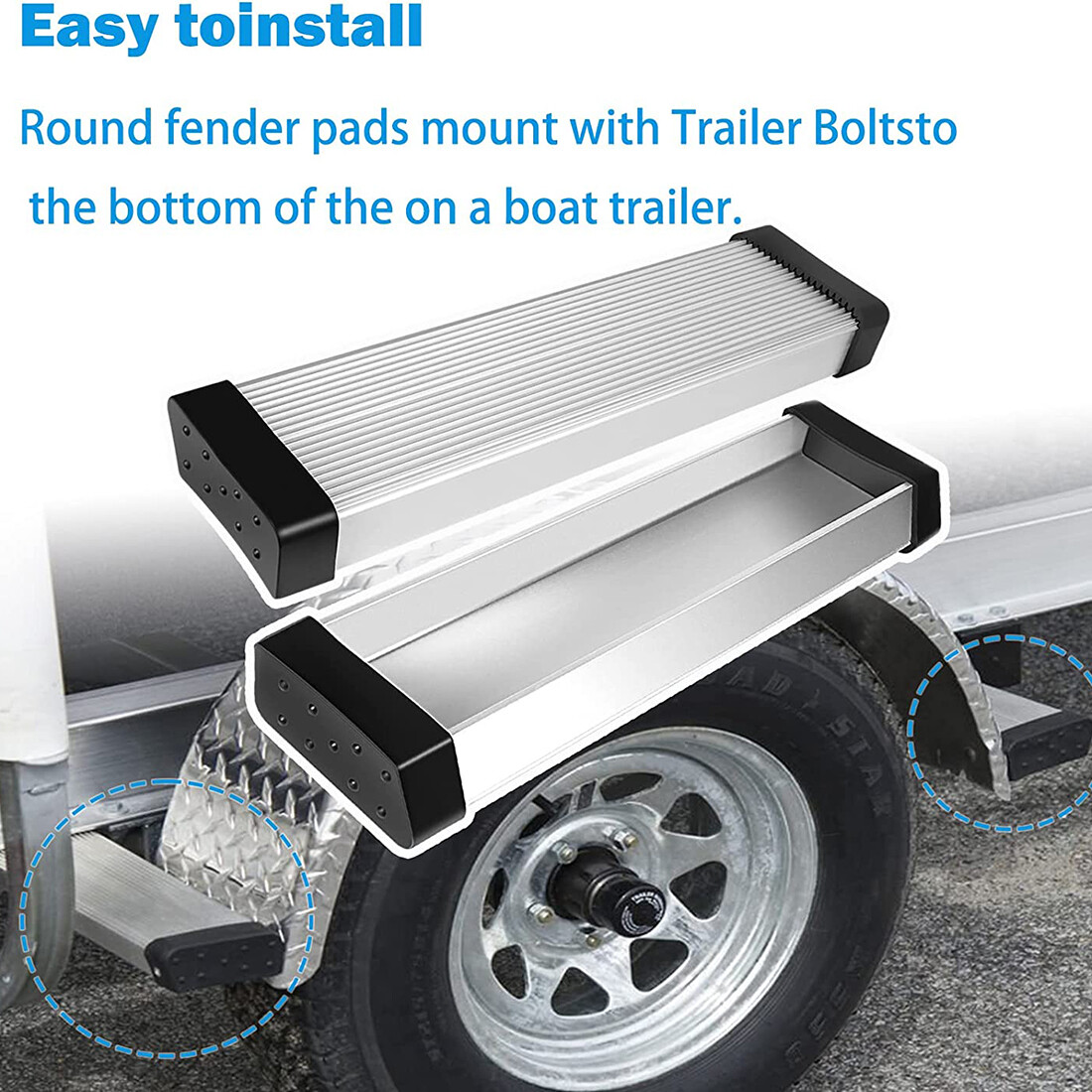 Aluminum Boat Trailer Square Round Fender Mount Step Pad Bolt On ...